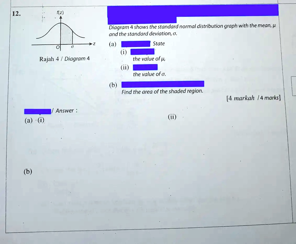 12 F Z Diagram 4 Shows The Standard Normal Distribution Graph With The Mean And The