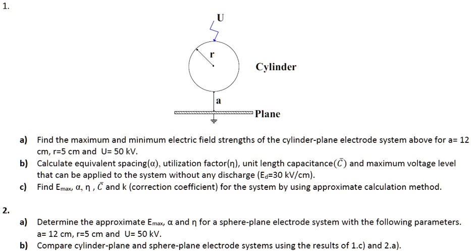 SOLVED: Cylinder and Plane a) Find the maximum and minimum electric ...