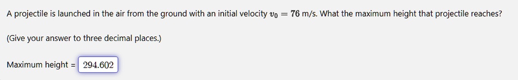 SOLVED: A projectile is launched in the air from the ground with an ...