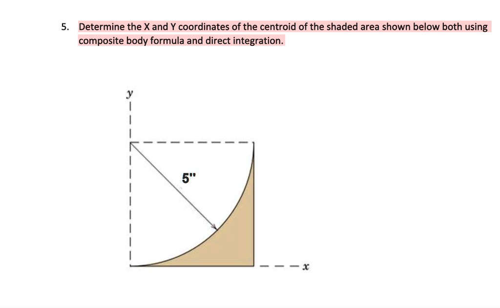 5 determine the x and y coordinates of the centroid of the shaded area ...