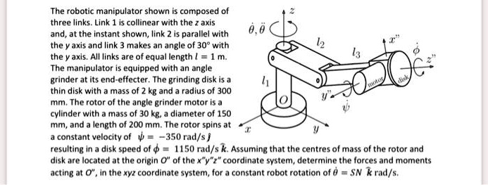 SOLVED: The robotic manipulator shown is composed of three links. Link ...