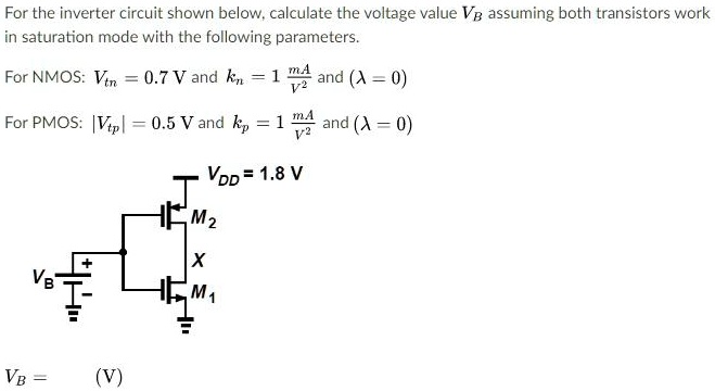 SOLVED: For the inverter circuit shown below, calculate the voltage ...
