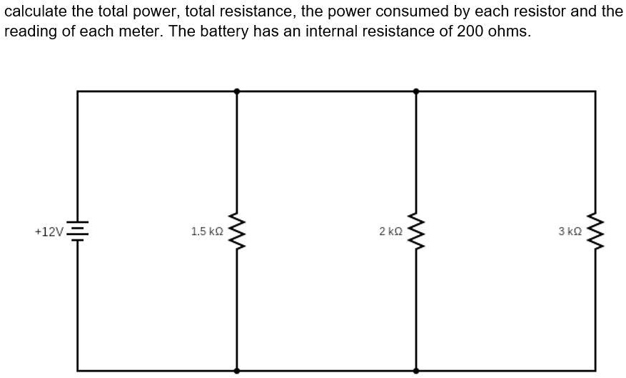 SOLVED: Calculate the total power, total resistance, the power consumed ...