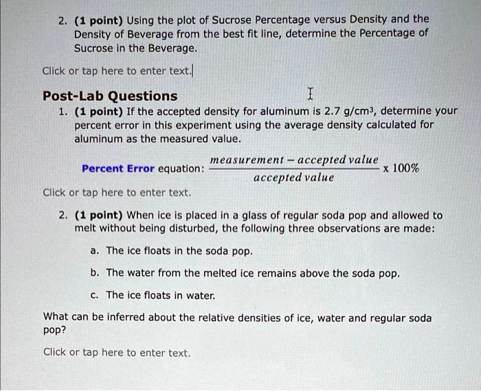 SOLVED: Using the plot of Sucrose Percentage versus Density and the ...