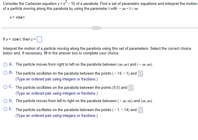 consider the cartesian equation yx2 15 of a parabola find a set of ...
