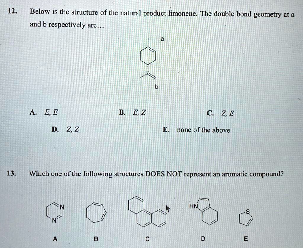 12 below is the structure of the natural product limonene the double ...