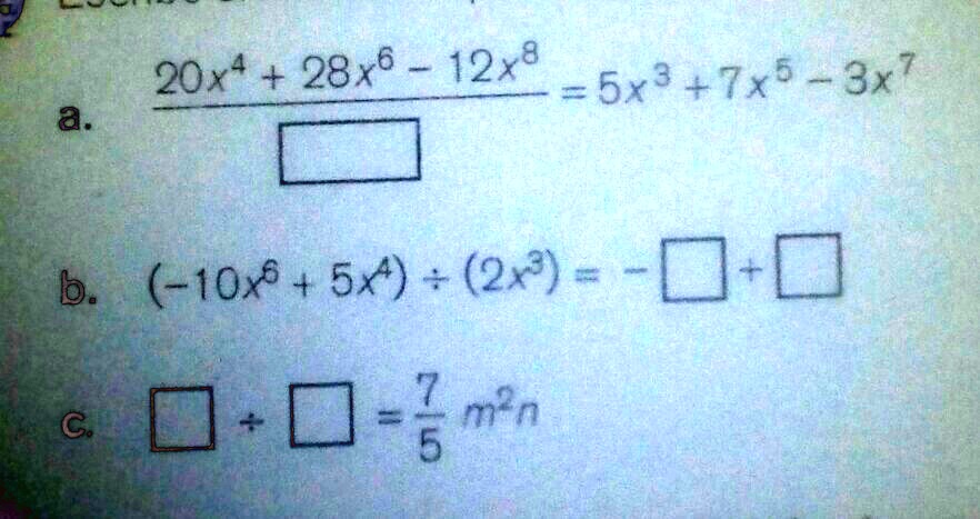 SOLVED: escribir el monomio que hace valida cada igualdad por favor ... SOLVED: escribir el monomio que hace valida cada igualdad por favor ...