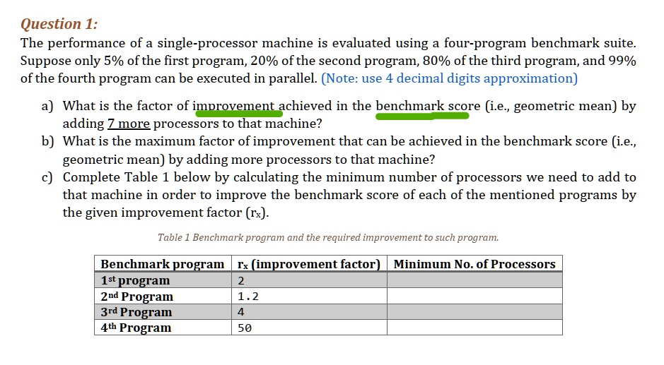 SOLVED: Rx is speed up. Question 1: The performance of a single ...