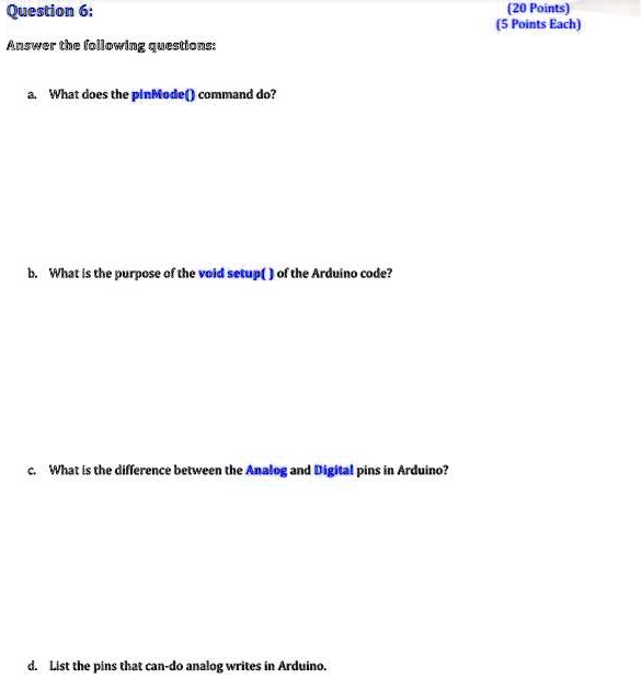 SOLVED: Question 6: (20 Points) (5 Points Each) Answer the following ...