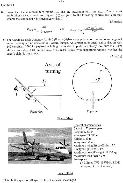 SOLVED: Question 1 a Prove that the minimum turn radius Rw and the ...