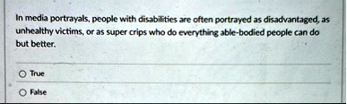 in media portrayals people with disabilities are often portrayed as ...