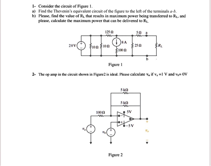 SOLVED: Consider the circuit of Figure 1. a) Find the Thevenin's equivalent circuit of the ...