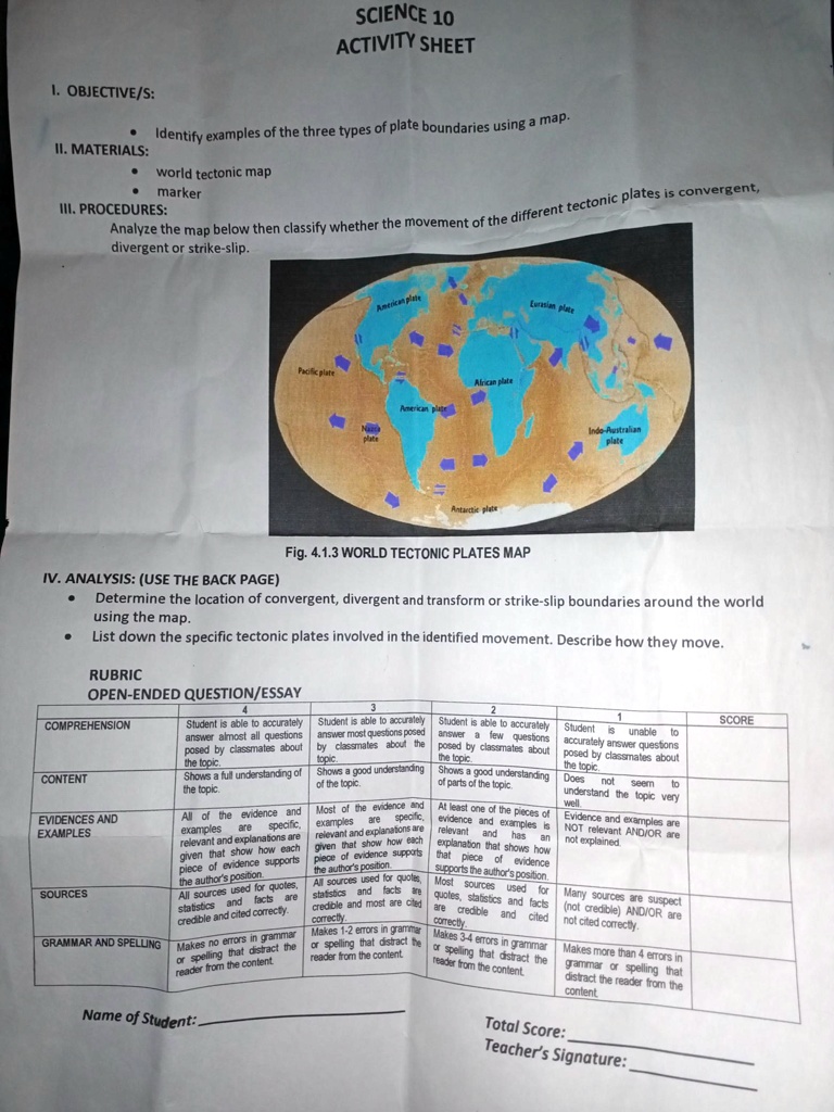 determine the location of convergent divergent and transform or strike ...
