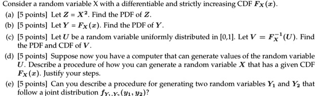 SOLVED: Consider random variable X with differentiable and strictly increasing CDF Fx(c) [5 ...
