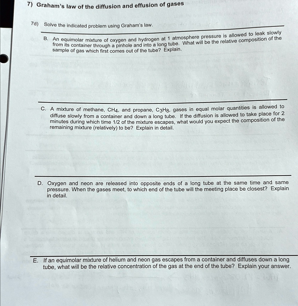 grahams law of the diffusion and effusion of gases 7d solve the ...