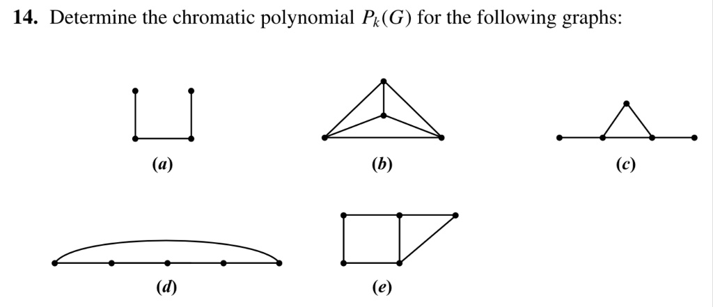 14 determine the chromatic polynomial pg for the following graphs 93228