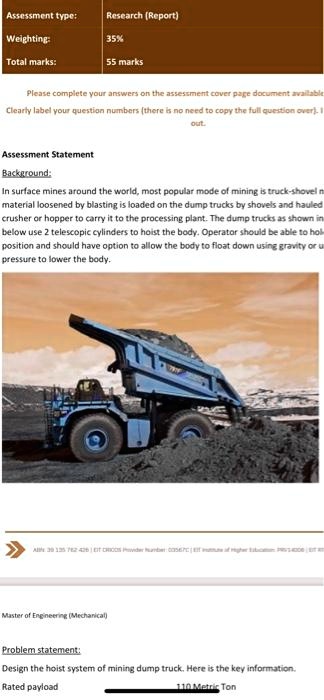 Assessment type: Research (Report) Weighting: 35% Total marks: 55 marks ...