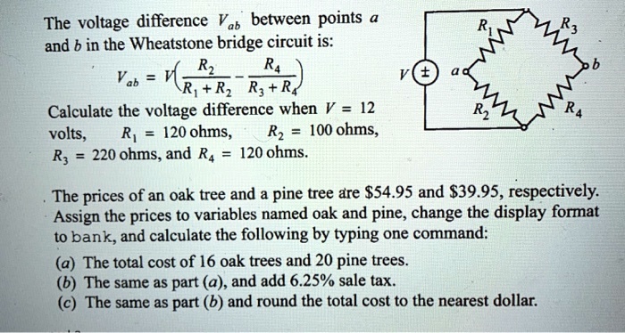 The voltage difference Vab between points a and b in the Wheatstone ...