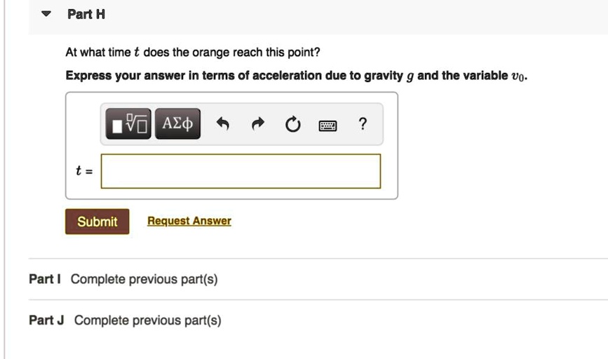 part h at what time t does the orange reach this point express your ...