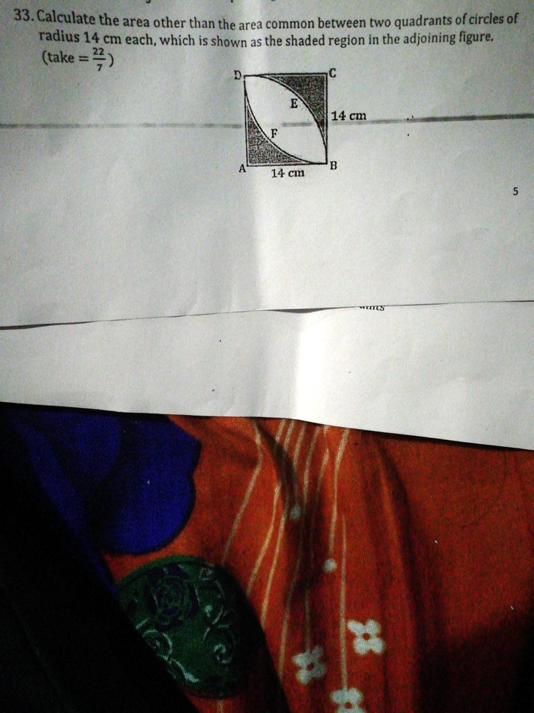 SOLVED: Calculate the area other than the area common between two ...