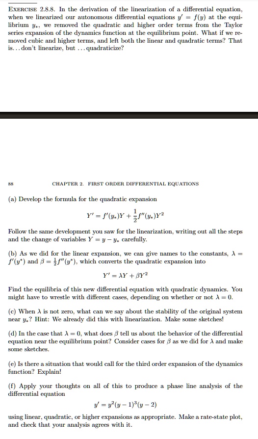 SOLVED: ExERCISE 2.8.8. In the derivation of the linearization of ...