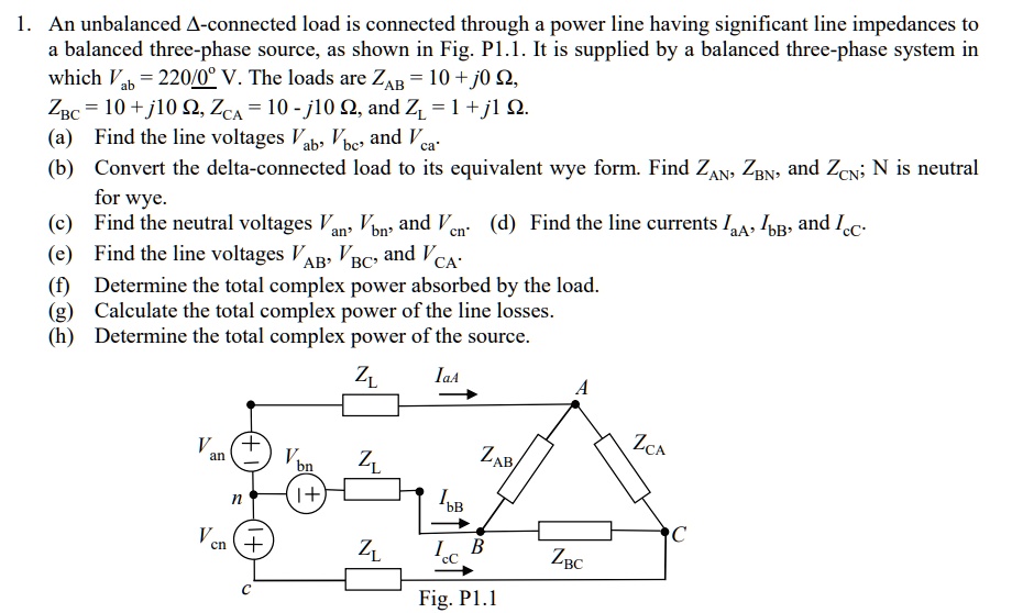 SOLVED: An unbalanced A-connected load is connected through a power ...