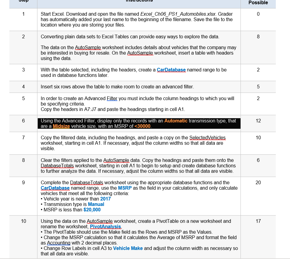 [GET ANSWER] Possible 1 Start Excel. Download and open the file named ...