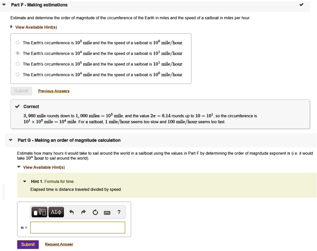part f making estimations estimate and determine the order of magnitude ...