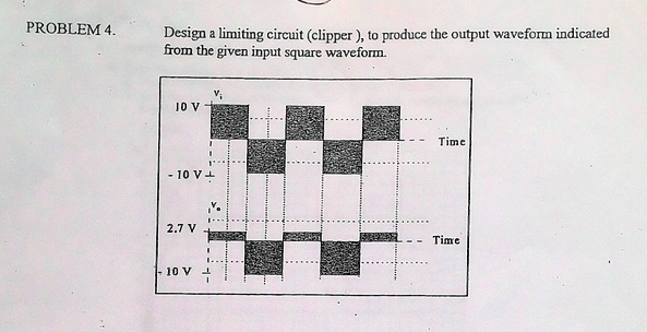 Solved Problem 4 Design Limiting Circuit Clipper Produce The Output Waveform Indicated From