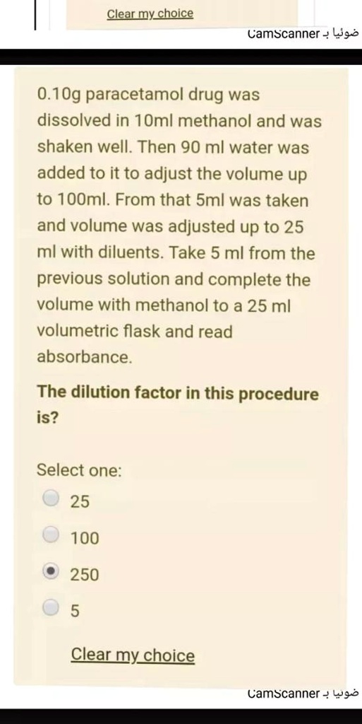 SOLVED: Clear mychoice Camscanner - Yig? 0.10g paracetamol drug was ...