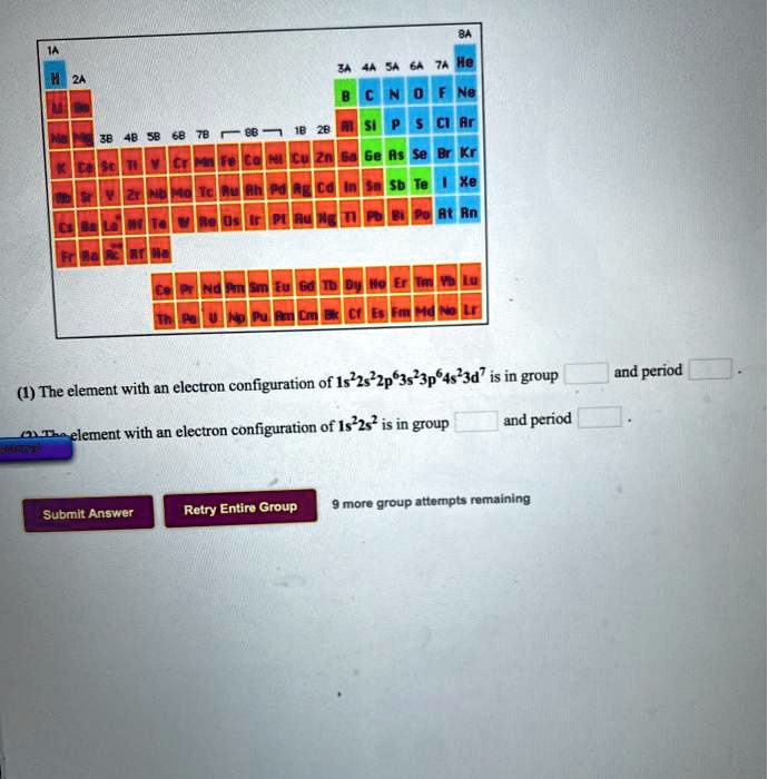 of 1sl2s22p3s 64s3d is in group 1 the element with an electron ...