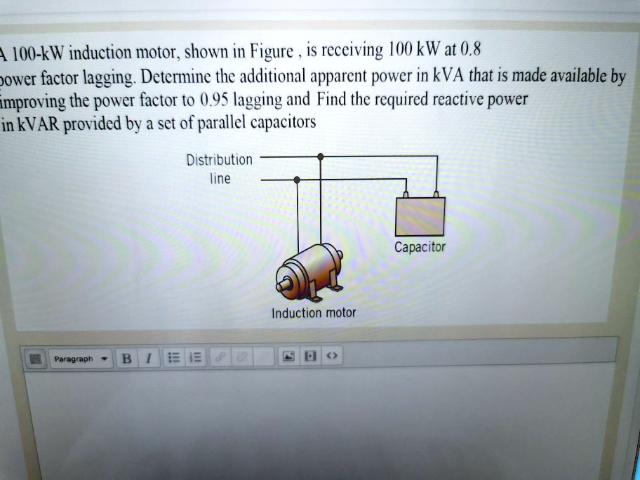 The 100-kW induction motor, shown in Figure, is receiving 100 kW at a ...