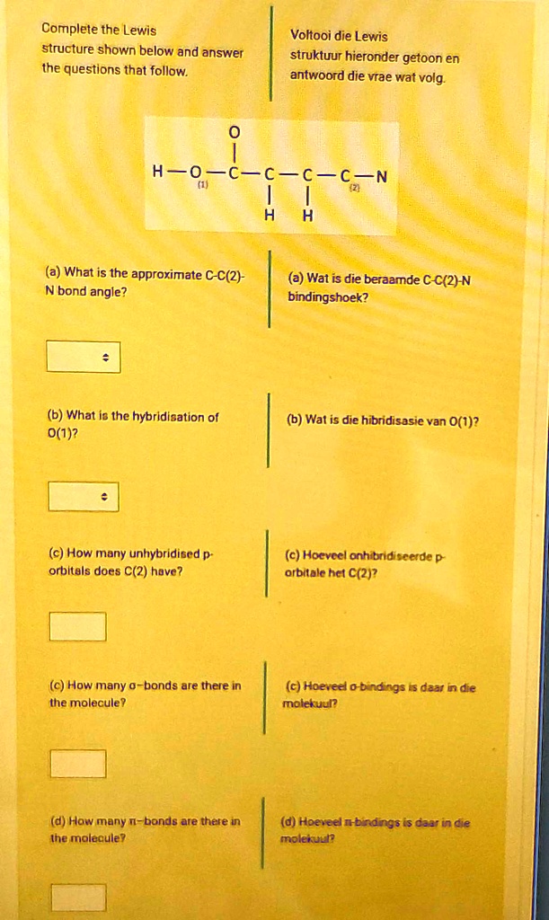 Complete the Lewis structure shown below and answer the questions that ...