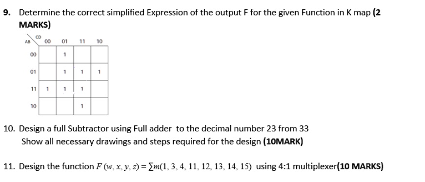 SOLVED: Determine the correct simplified expression of the output F for the given function in K ...