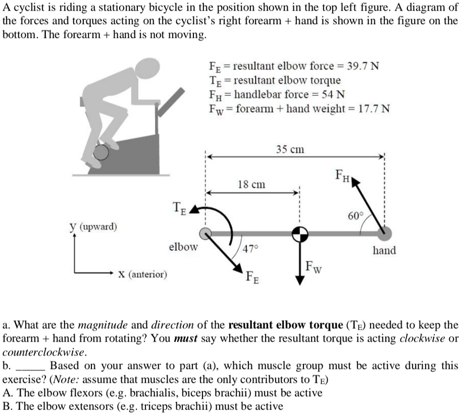 A cyclist is riding a stationary bicycle in the position shown in the ...