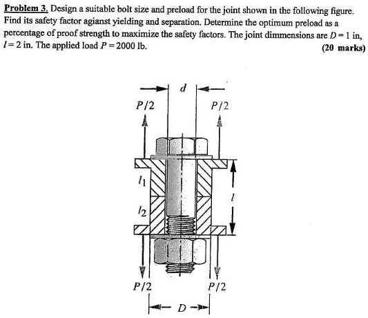 Problem 3. Design a suitable bolt size and preload for the joint shown ...