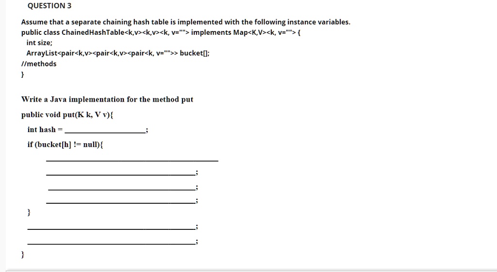 Solved Assume That A Separate Chaining Hash Table Is Implemented With The Following Instance