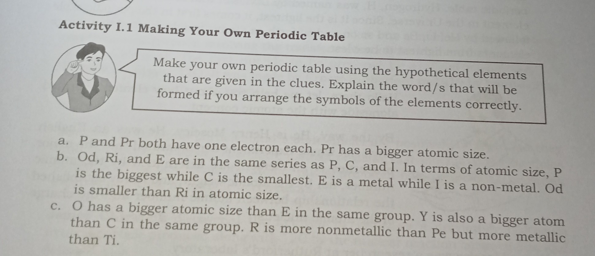 Activity I. 1 Making Your Own Periodic Table Make your own periodic ...