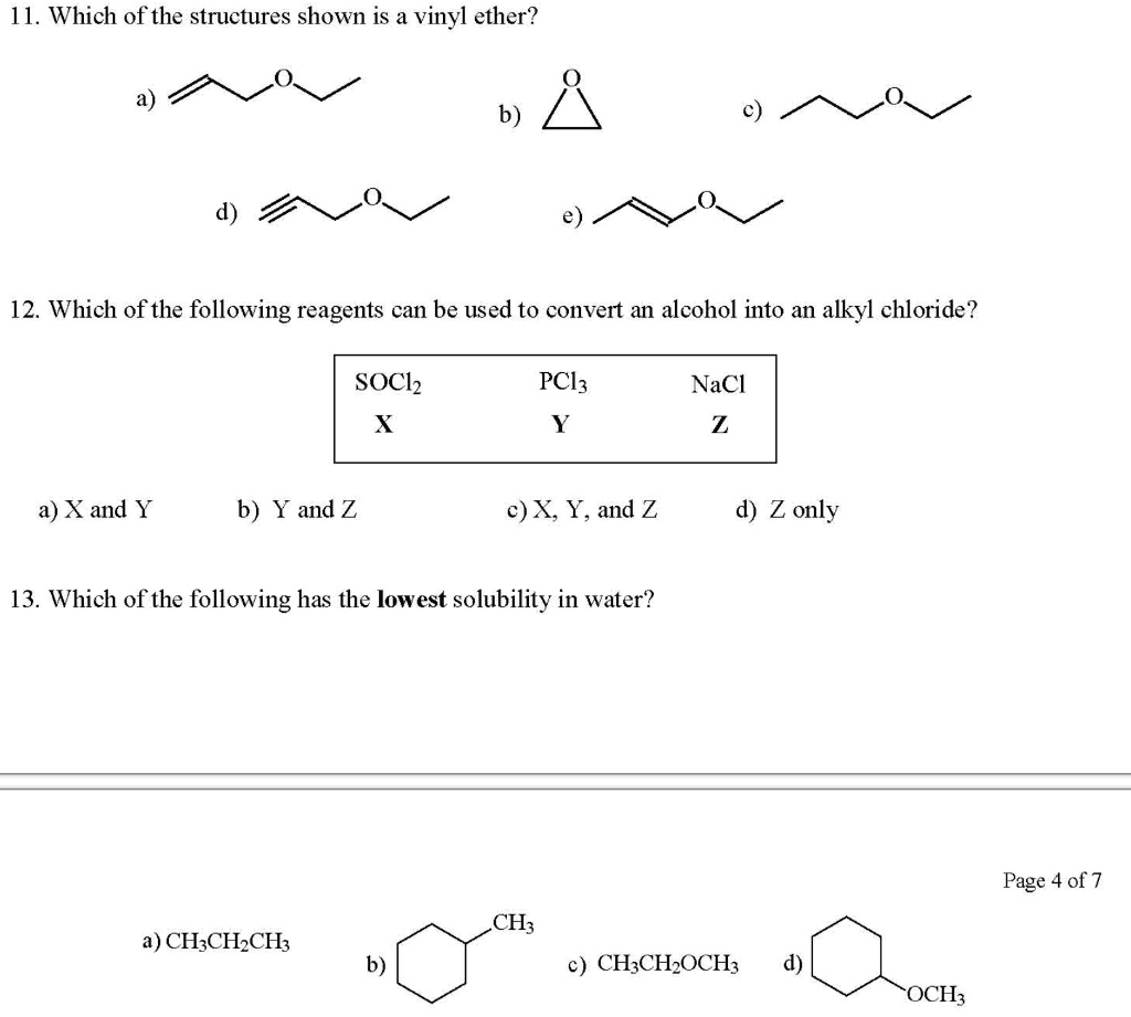 11 which of the structures shown is a vinyl ether 6 12 which ofthe ...