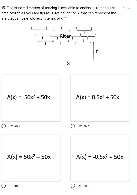 SOLVED: 15. One hundred meters of fencing is available to enclose a rectangular area next to a ...