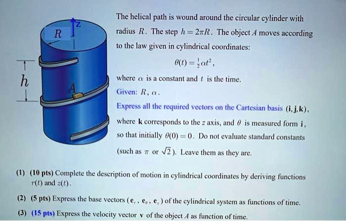 SOLVED: The helical path is wound around the circular cylinder with ...