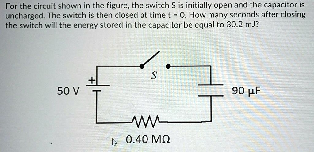 for the circuit shown in the figure the switch s is initially open and the capacitor is ...