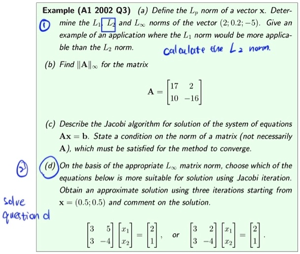 SOLVED:Example (Al 2002 Q3) (a) Define the Lp norm of a vector x Deter ...