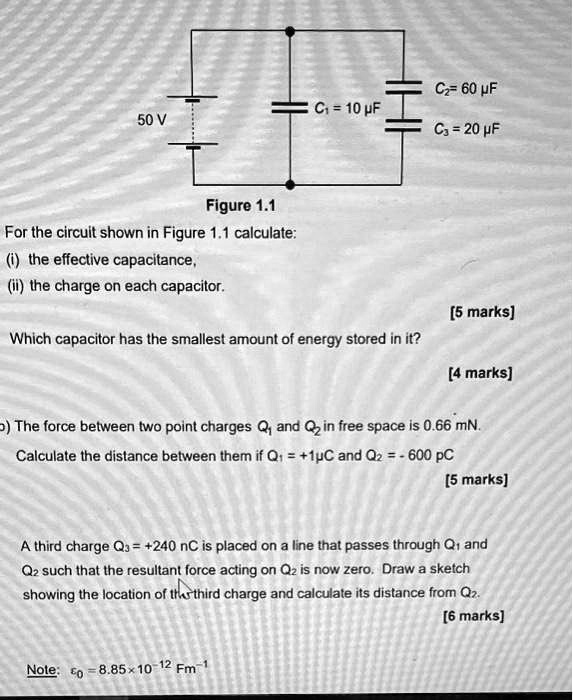 SOLVED: C = 60F C = 10F 50V C = 20F Figure 1.1: For the circuit shown ...