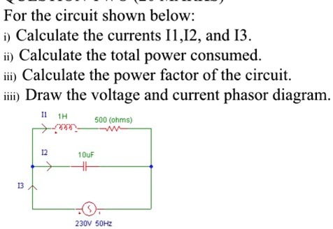 For the circuit shown below: i) Calculate the currents I1, I2, and I3 ...