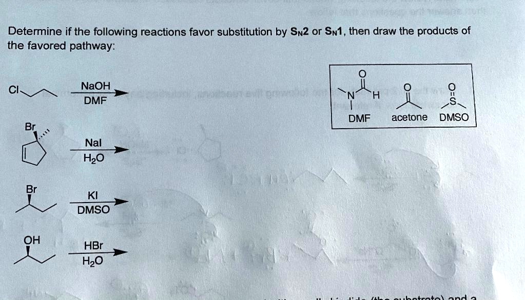SOLVED:Determine if the following reactions favor substitution by Sv2 ...