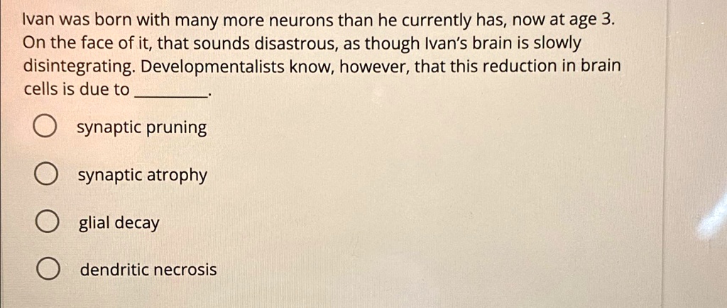 Ivan was born with many more neurons than he currently has, now at age ...