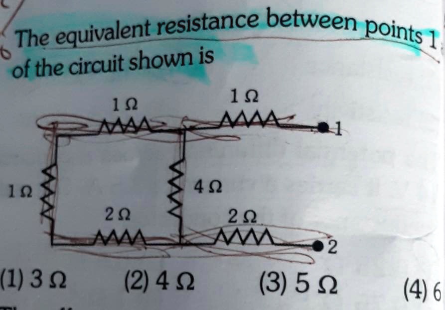 SOLVED: The equivalent resistance between points 1 and 2 of the circuit shown is 10Î©.