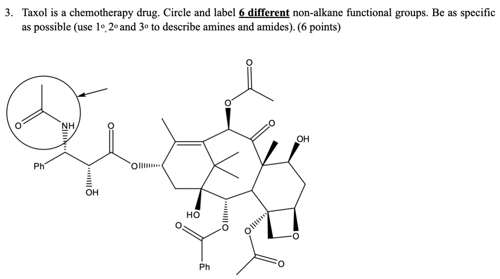 SOLVED: 3. Taxol is a chemotherapy drug: Circle and label 6 different ...