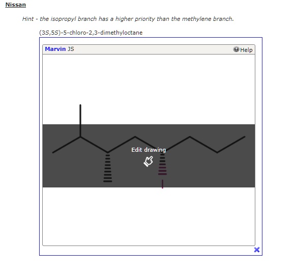Nissan Hint - the isopropyl branch has a higher priority than the ...